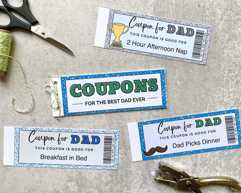 Printable Coupon Book for Dad Father's Day Coupons - Etsy