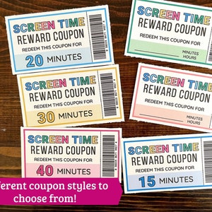 Screen Time Coupons - Printable Screen Time Rewards for Kids PDF - 3 ...