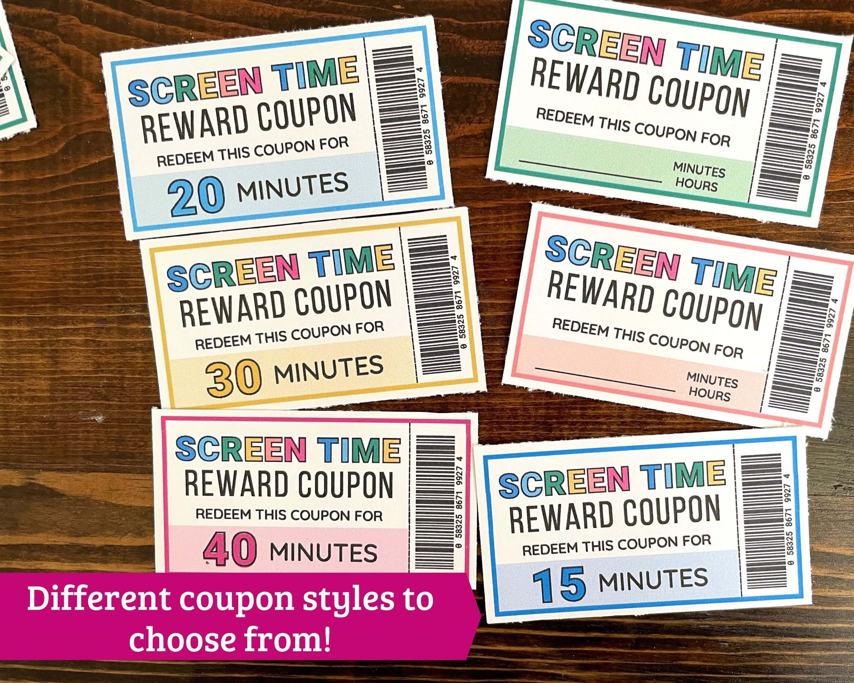 Screen Time Coupons - Printable Screen Time Rewards for Kids PDF - 3 ...