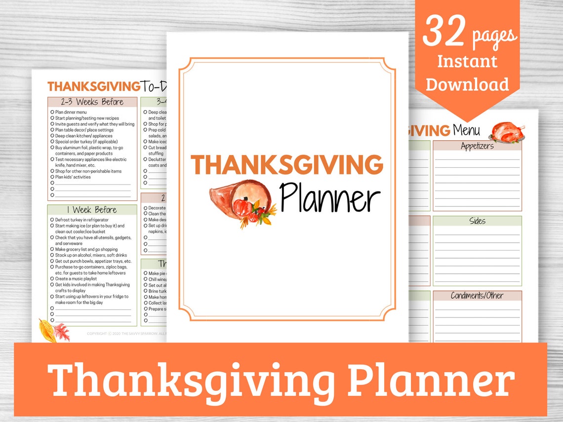Thanksgiving Planner Printable 32 Pages Thanksgiving Menu | Etsy