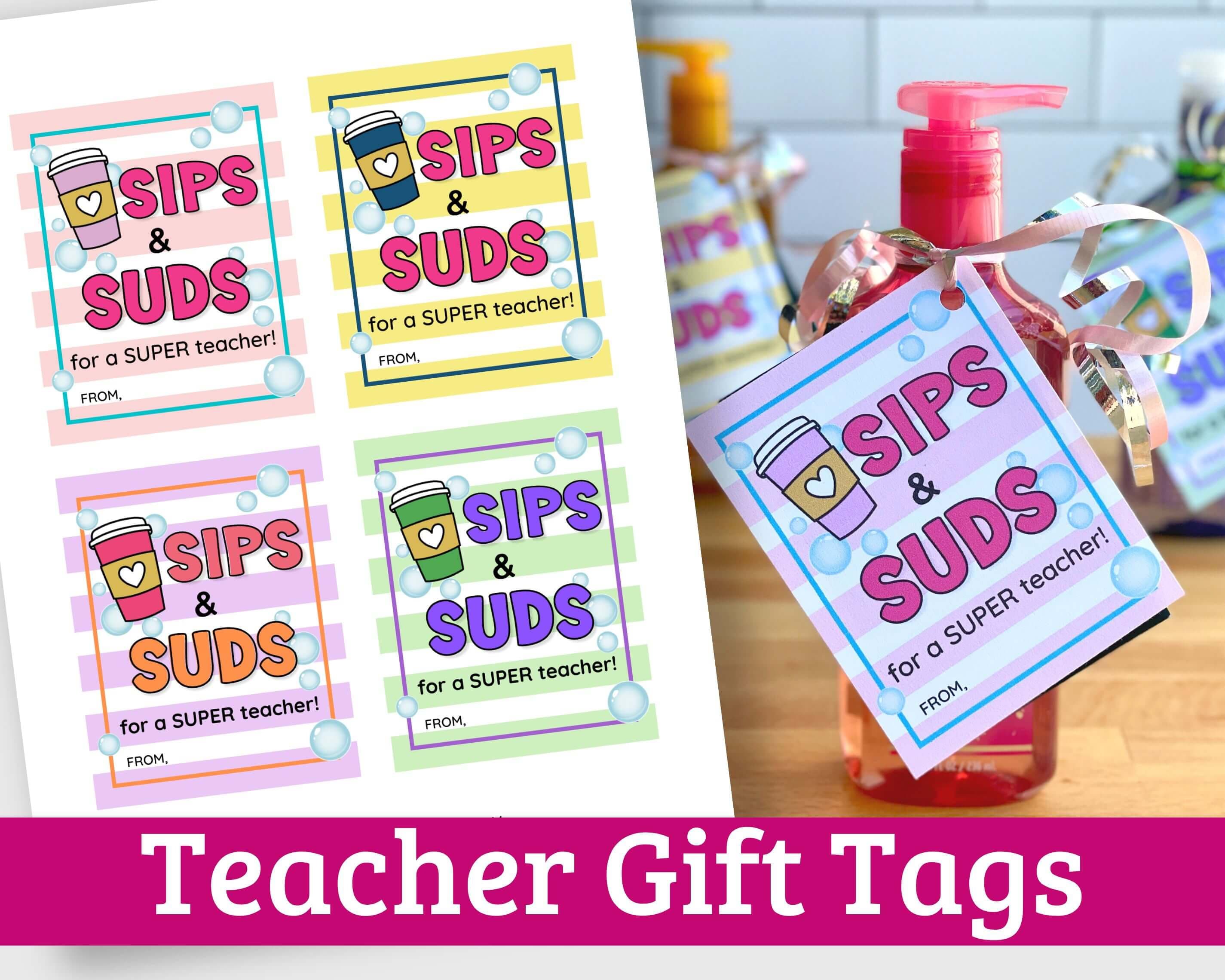 Teacher Gift Tags for Hand Soap and Coffee Gift Card - Printable ...