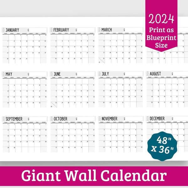 Giant Printable Calendar - Etsy