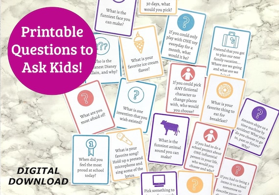 Conversation Starters for Kids 100 Printable Question Cards | Etsy