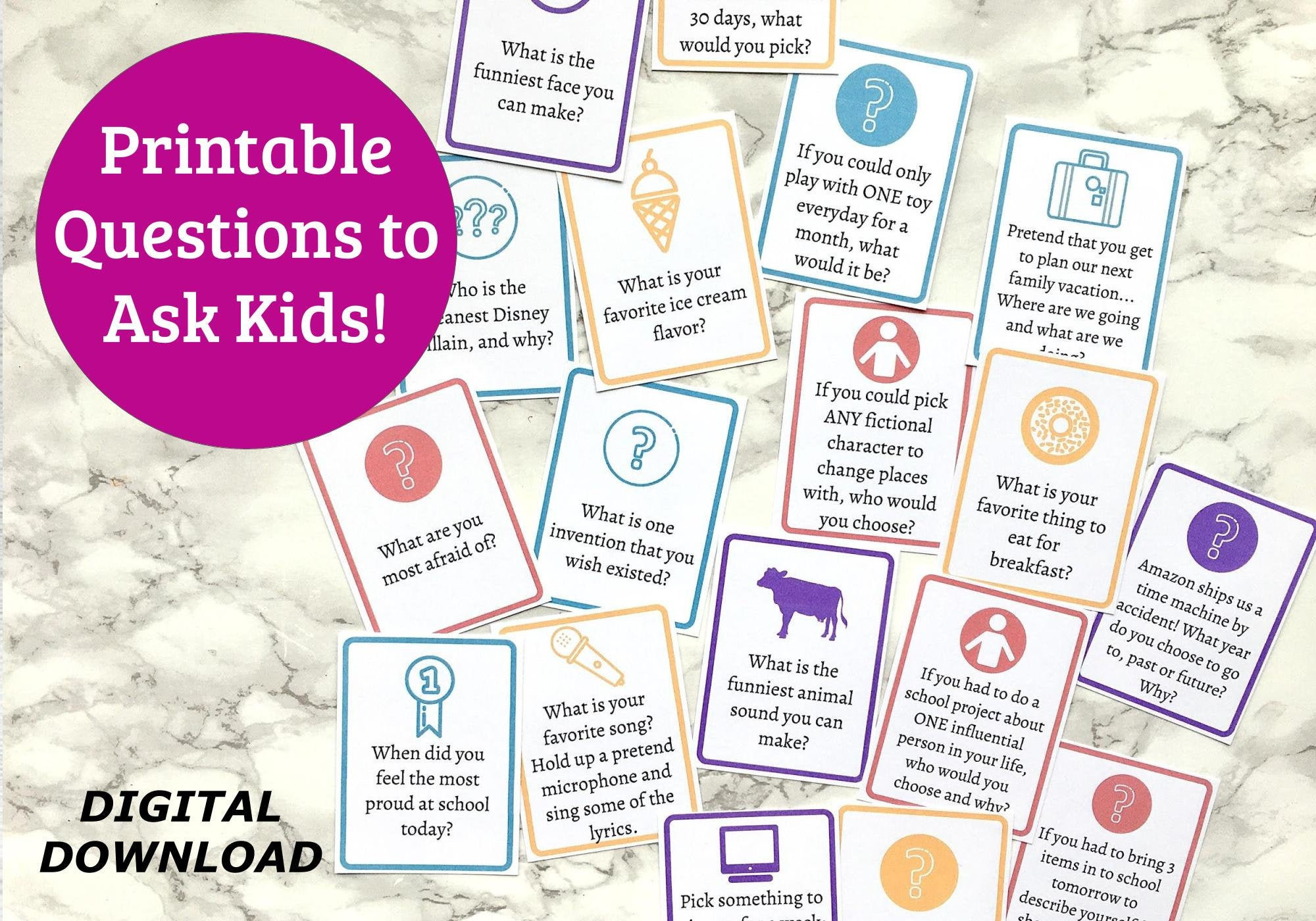 Conversation Starters for Kids 100 Printable Question Cards - Etsy