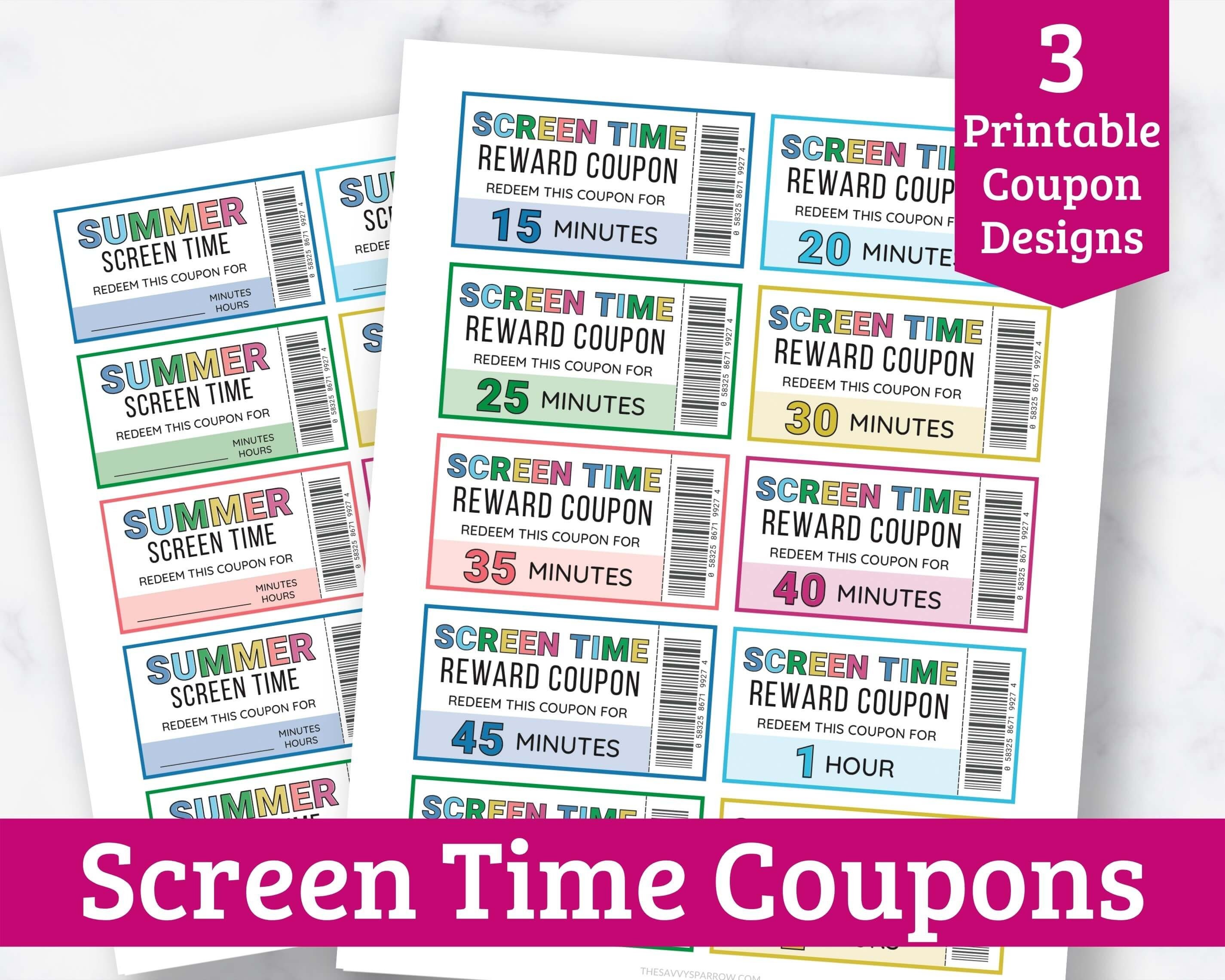 Screen Time Coupons Printable Screen Time Rewards for Kids - Etsy