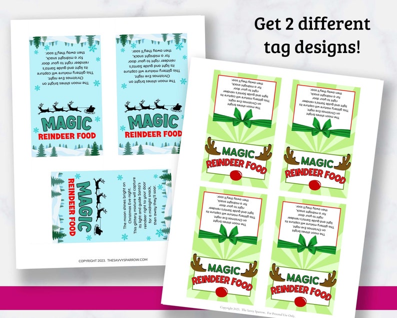Magic Reindeer Food Printable Tags Printable Magical - Etsy
