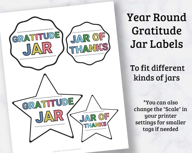 Gratitude Jar Printable for Kids - Year Round or Thanksgiving Gratitude ...