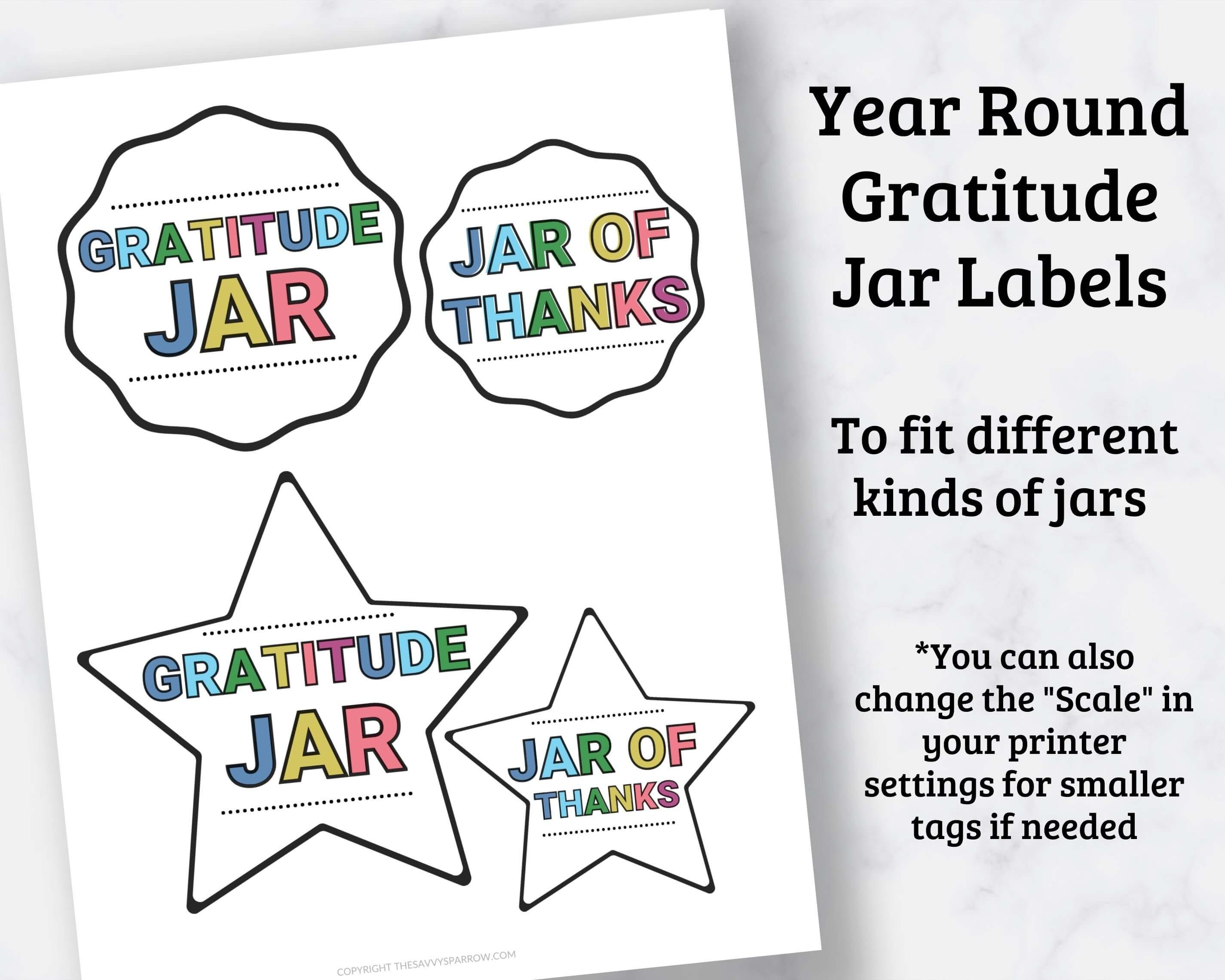 Gratitude Jar Printable for Kids - Year Round or Thanksgiving Gratitude ...