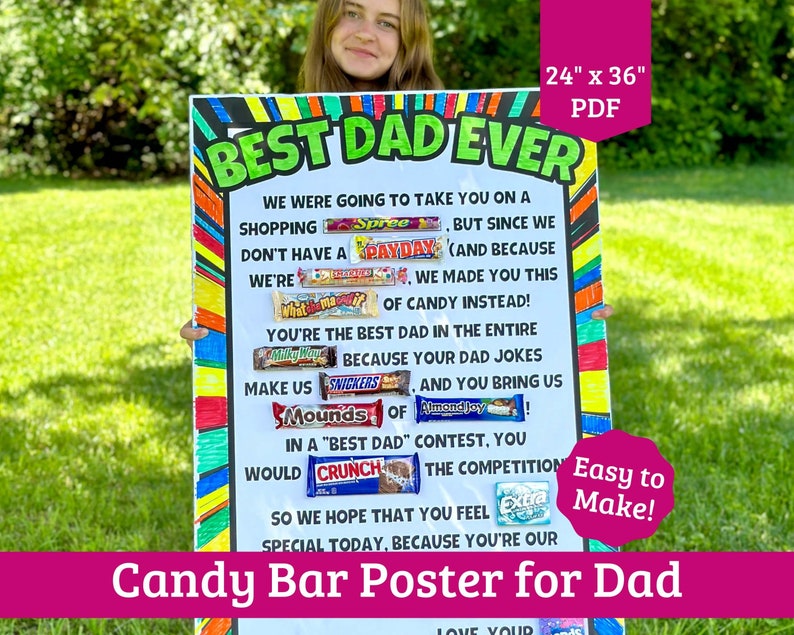 Candy Bar Poster for Dad Father's Day Candy Poster Printable Gift for ...