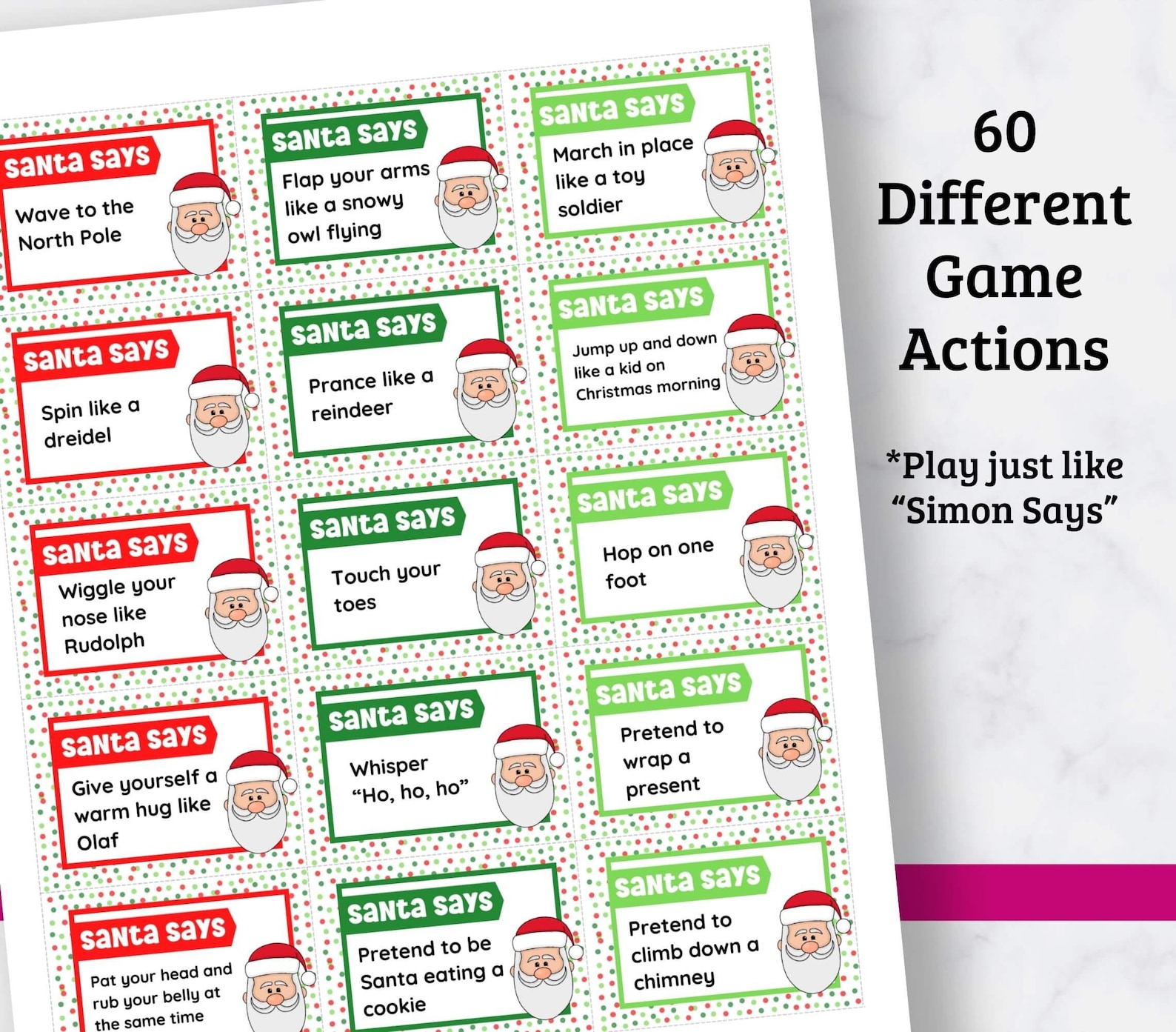 Santa Says Game - Printable Christmas Game for Kids - Preschool and ...