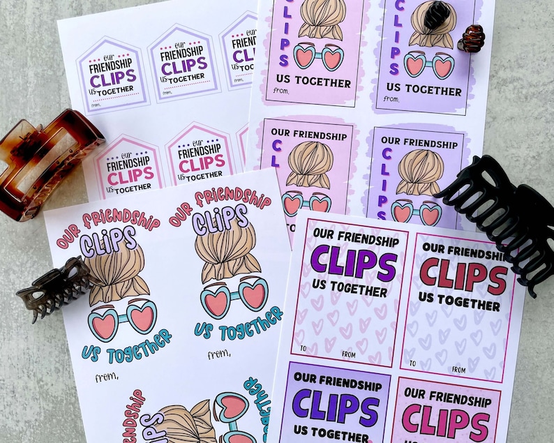 Hair Clip Valentines or Gift Tags for Teens and Kids - Printable Gift ...