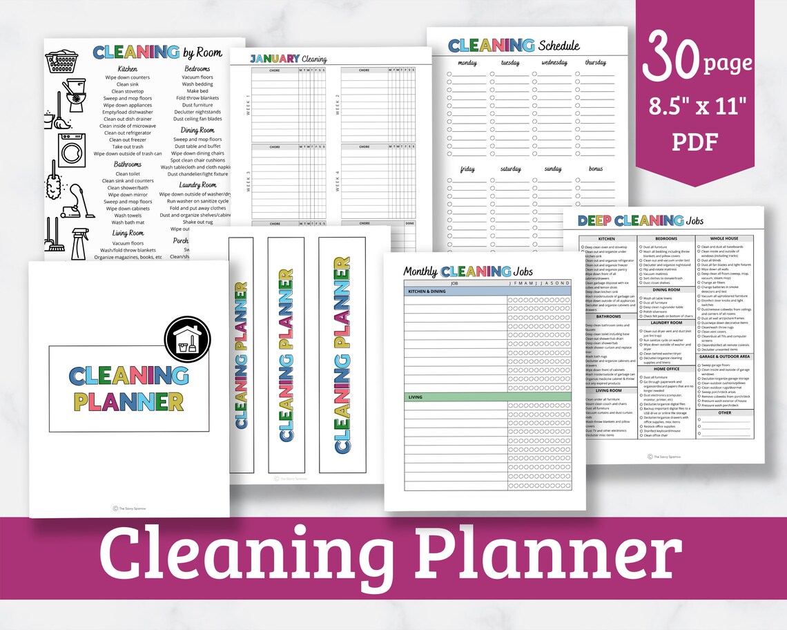 Cleaning Planner Printable Cleaning Schedules Cleaning | Etsy