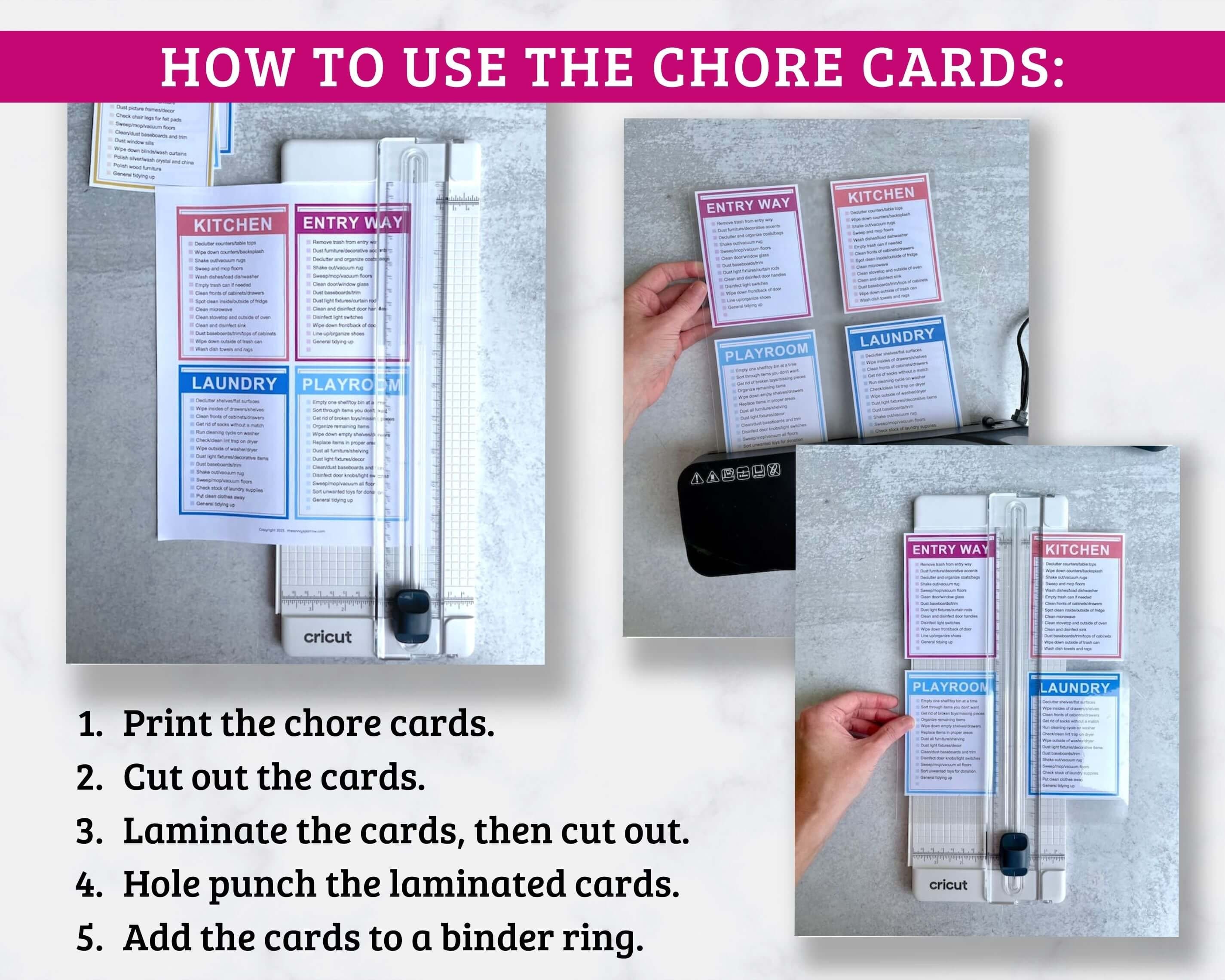 Editable Cleaning Chore Cards - Printable Cleaning Checklist Cards for ...