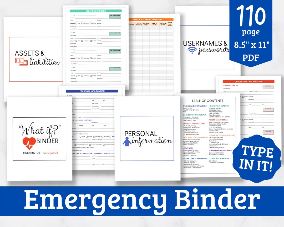 Emergency Binder Family in Case of Emergency Printable - Etsy