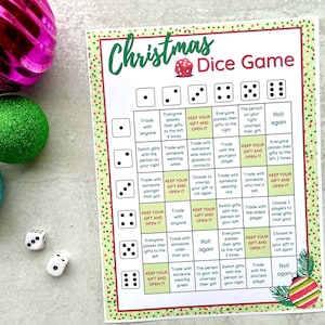 Christmas Dice Game - Fun Printable Christmas Gift Exchange Game for ...