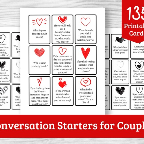 Conversation Starters for Couples 135 Printable Conversation | Etsy