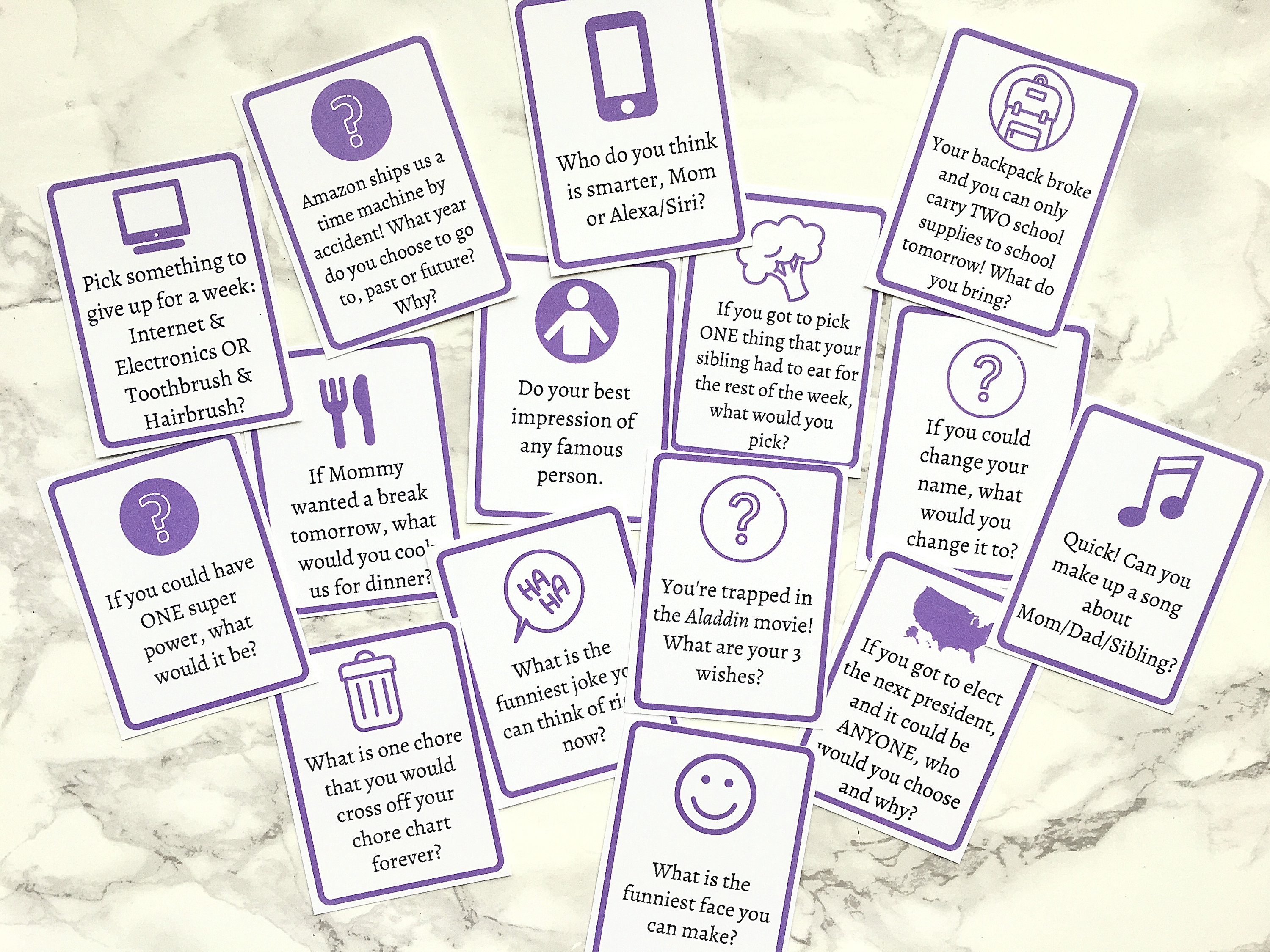 Conversation Starters for Kids - 100 Printable Question Cards for Kids ...