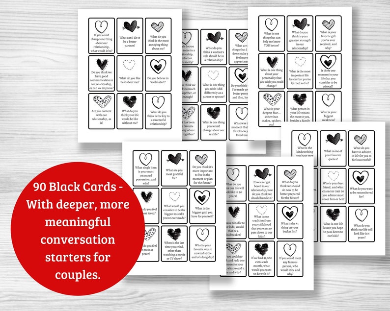 Conversation Starters for Couples - 135 Printable Conversation Cards ...