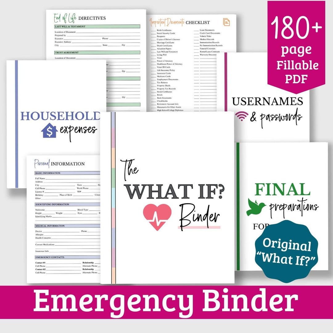 Emergency Binder - in Case of Emergency Printable Binder - What If ...