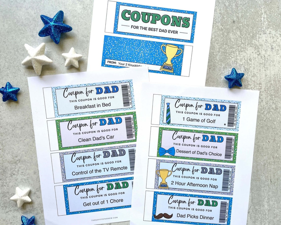 Printable Coupon Book for Dad Father's Day Coupons - Etsy