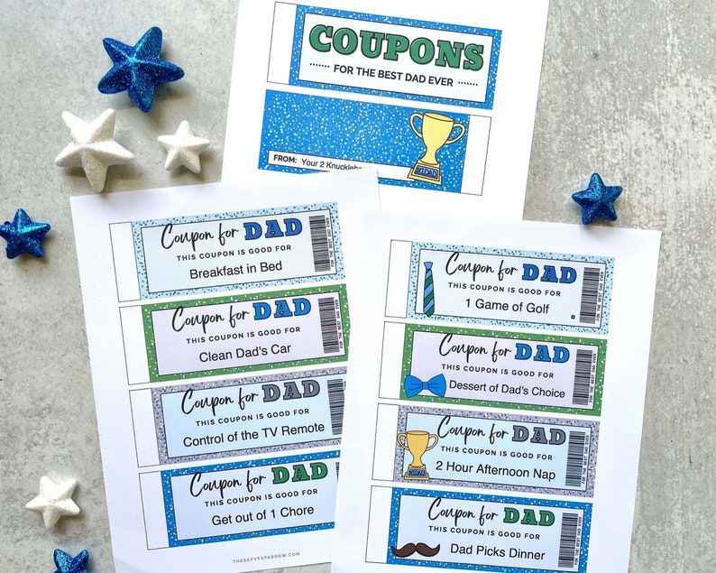 Printable Coupon Book for Dad Father's Day Coupons - Etsy