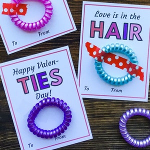 Printable Valentine Cards for Girls for Hair Ties, Elastic Hair Bands ...