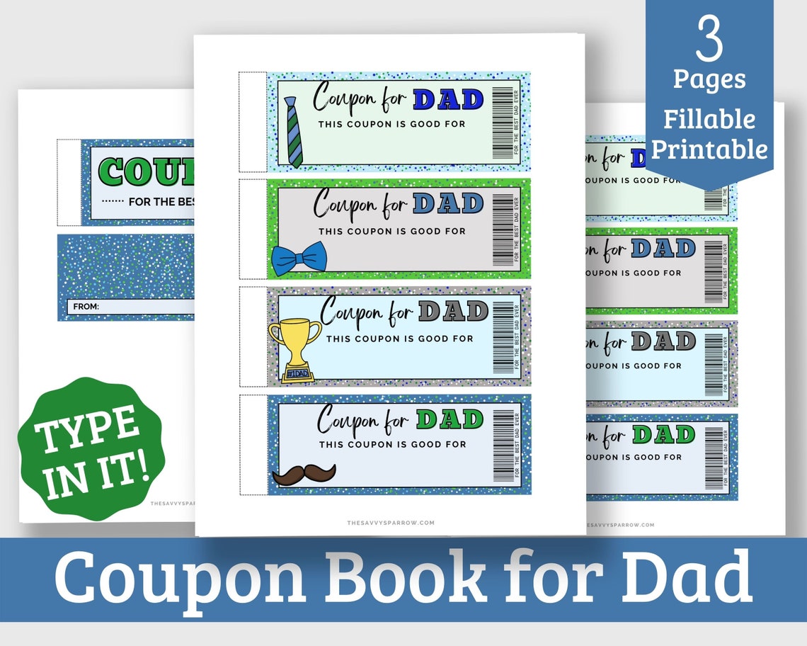 Printable Coupon Book for Dad Father's Day Coupons - Etsy