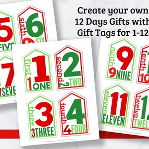 12 Days of Christmas Gift Tags for Him - Printable Gift Tags - 36 ...
