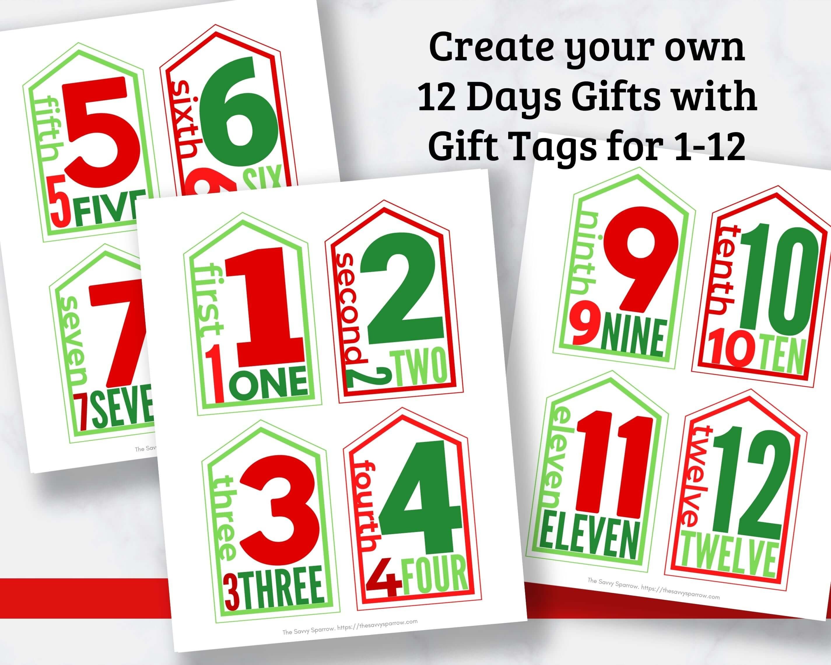 12 Days of Christmas Gift Tags for Him - Printable Gift Tags - 36 ...