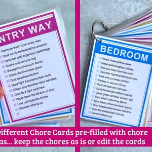 Editable Cleaning Chore Cards - Printable Cleaning Checklist Cards for ...