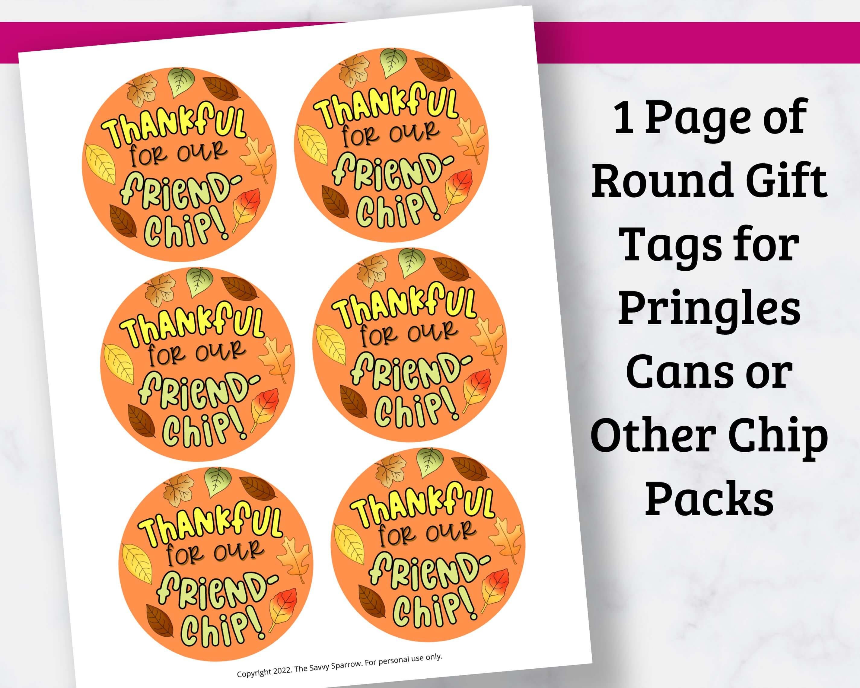 Friend-chip Thanksgiving Gift Tags for Kids - Printable Thanksgiving ...