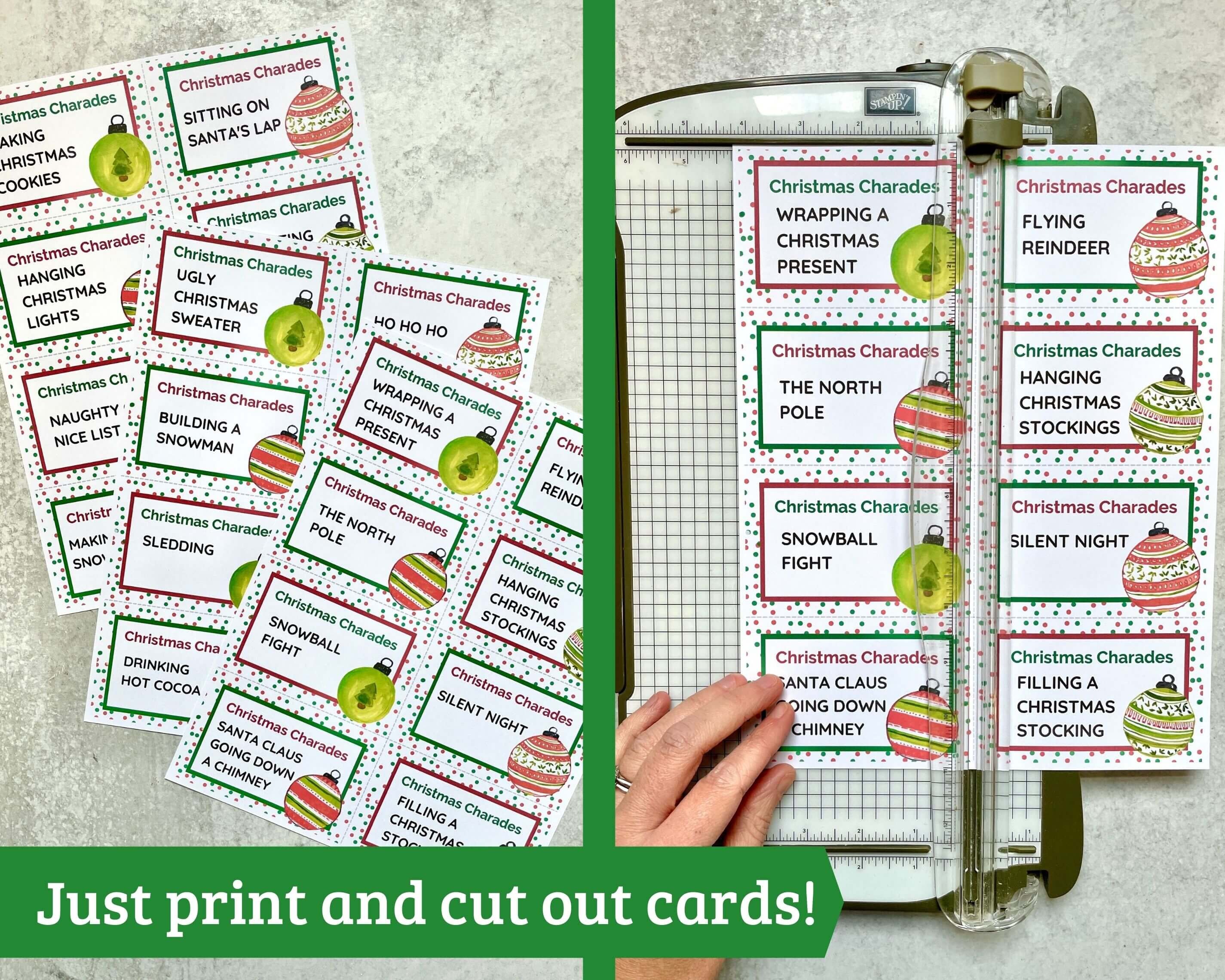 Christmas Charades Printable Cards for Kids and Adults - 72 Pre-filled ...