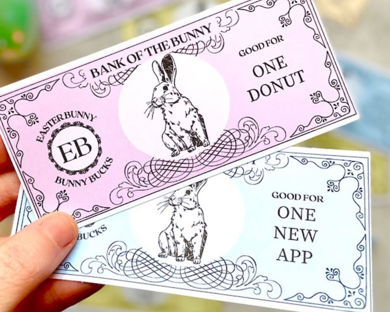 Easter Bunny Money - 20 Easter Coupons for Egg Fillers - Printable ...