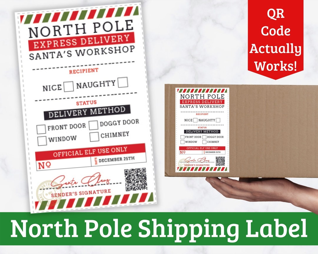 North Pole Shipping Label Printable - Printable North Pole Gift Tags ...
