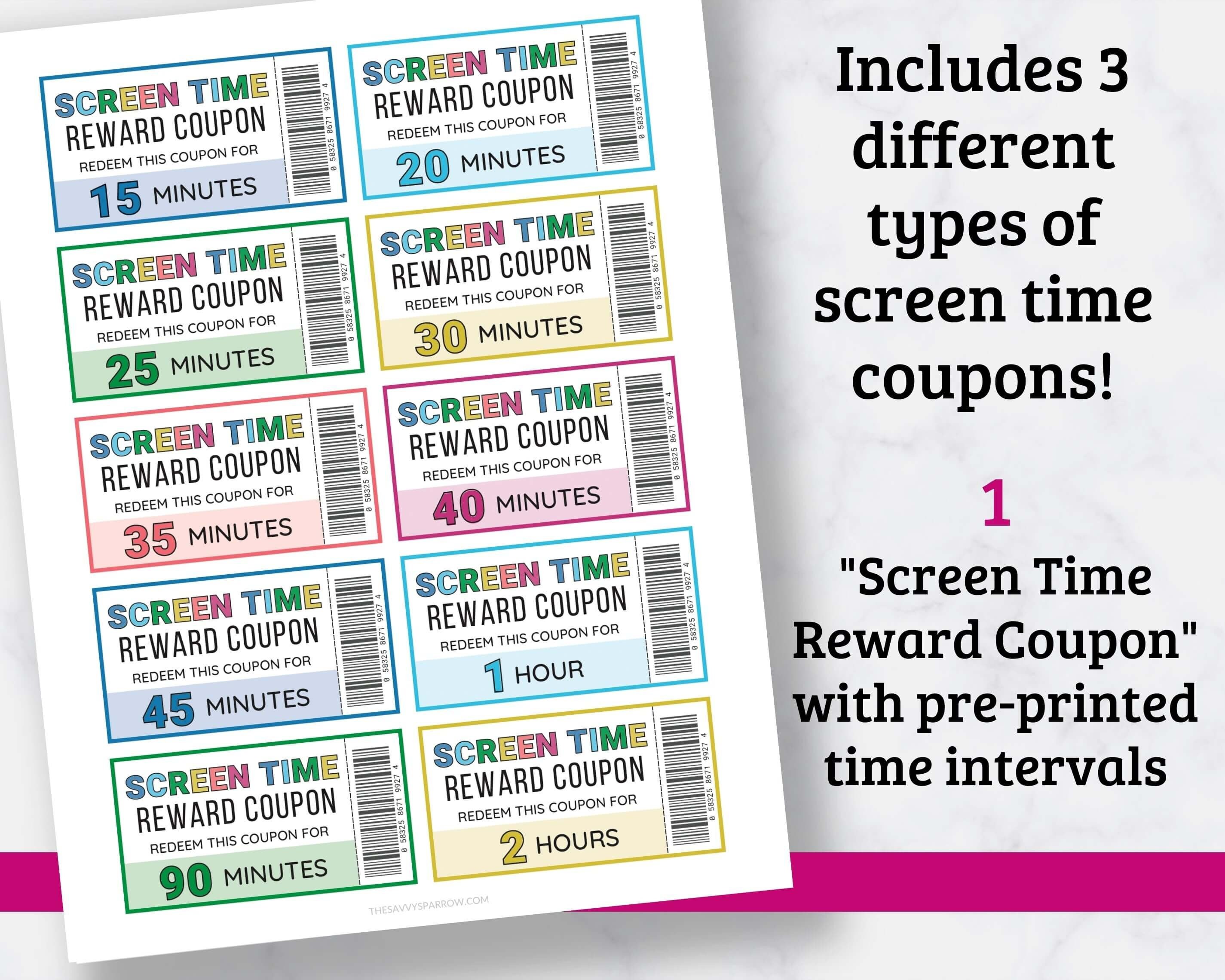 Screen Time Coupons - Printable Screen Time Rewards for Kids PDF - 3 ...