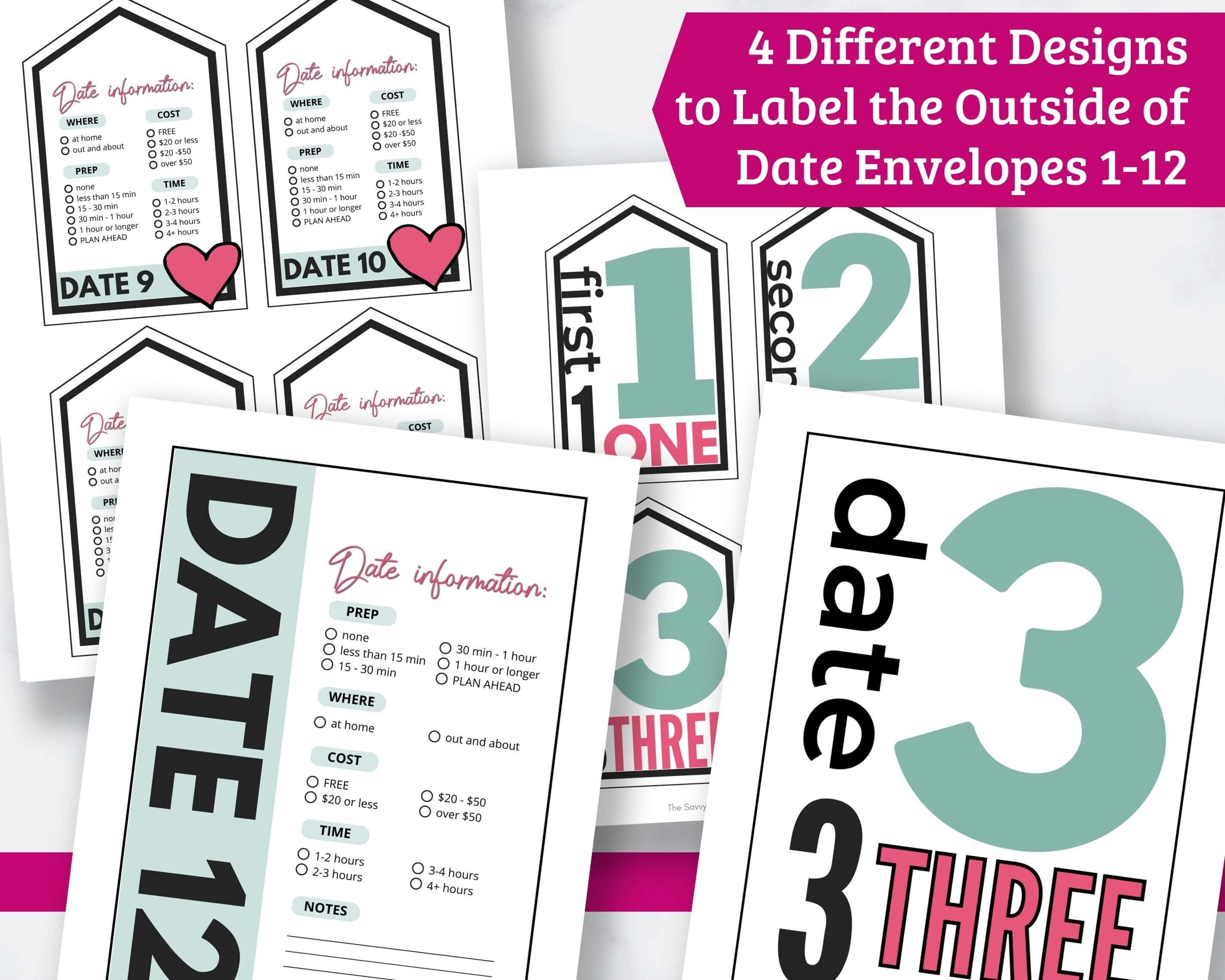 Year of Dates Printables 18 Printable Date Ideas and Envelope Labels to ...
