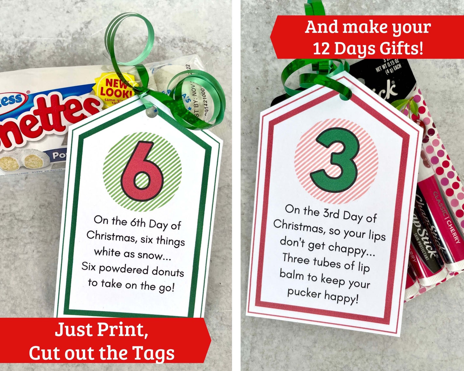12 Days of Christmas Gift Tags for Him - Printable Gift Tags - 36 ...