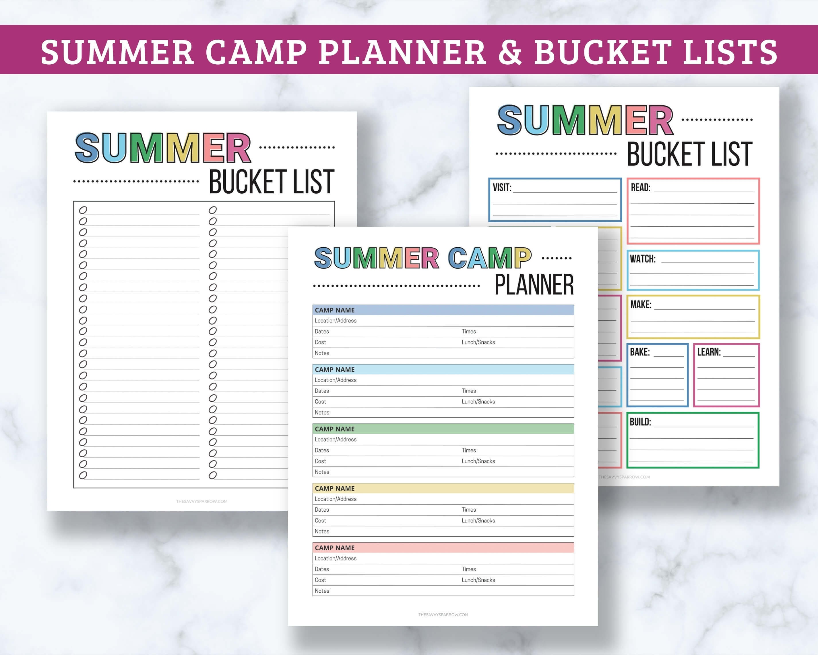 Summer Planner Printable - Summer Activity Planner and Bucket Lists ...