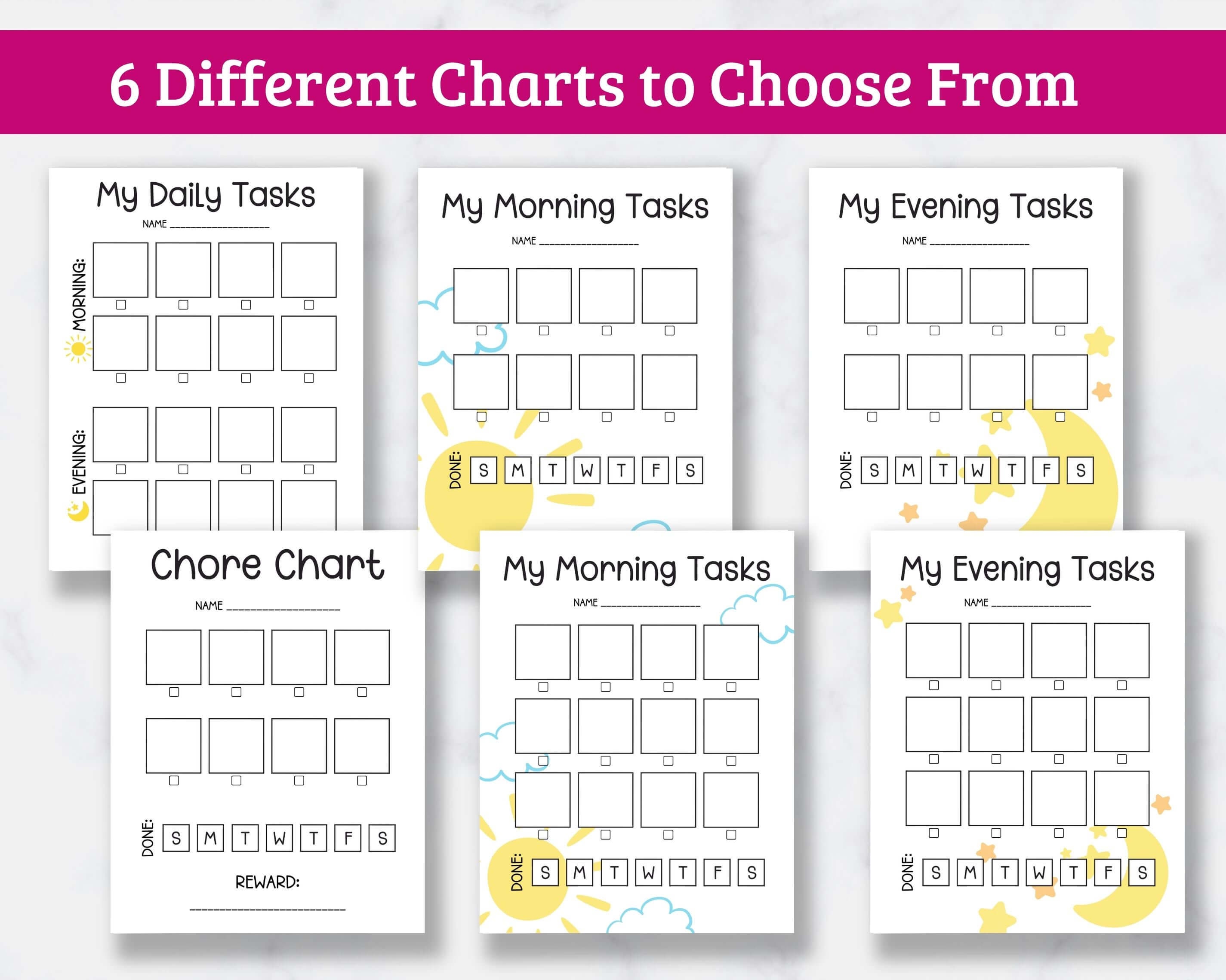Kids Daily Responsibilities Chart With Pictures, Chore Chart, Daily ...