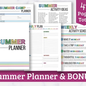 Summer Planner Printable - Summer Activity Planner and Bucket Lists ...