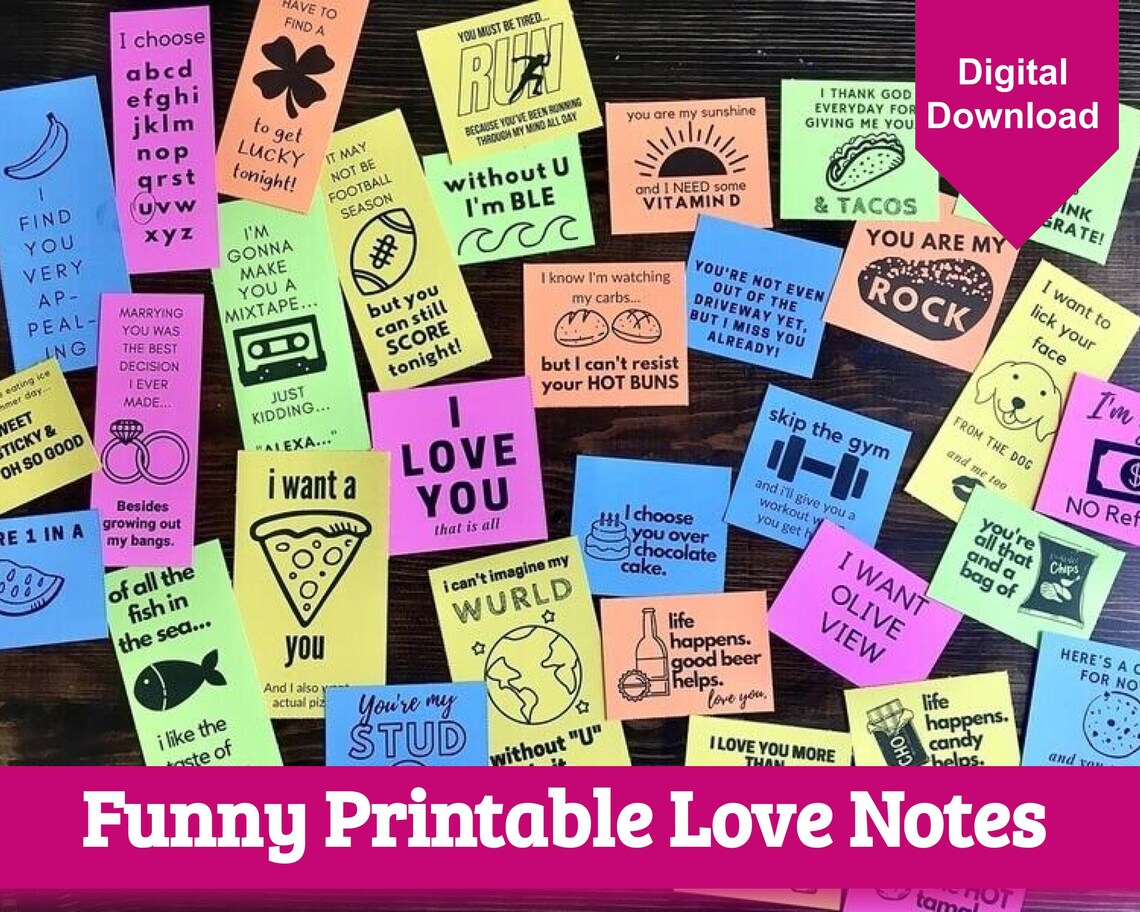 Printable Love Notes Funny Notes for Him | Etsy