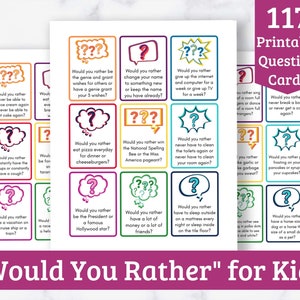 Would You Rather Questions for Kids - 117 Printable Cards - Fun Road ...