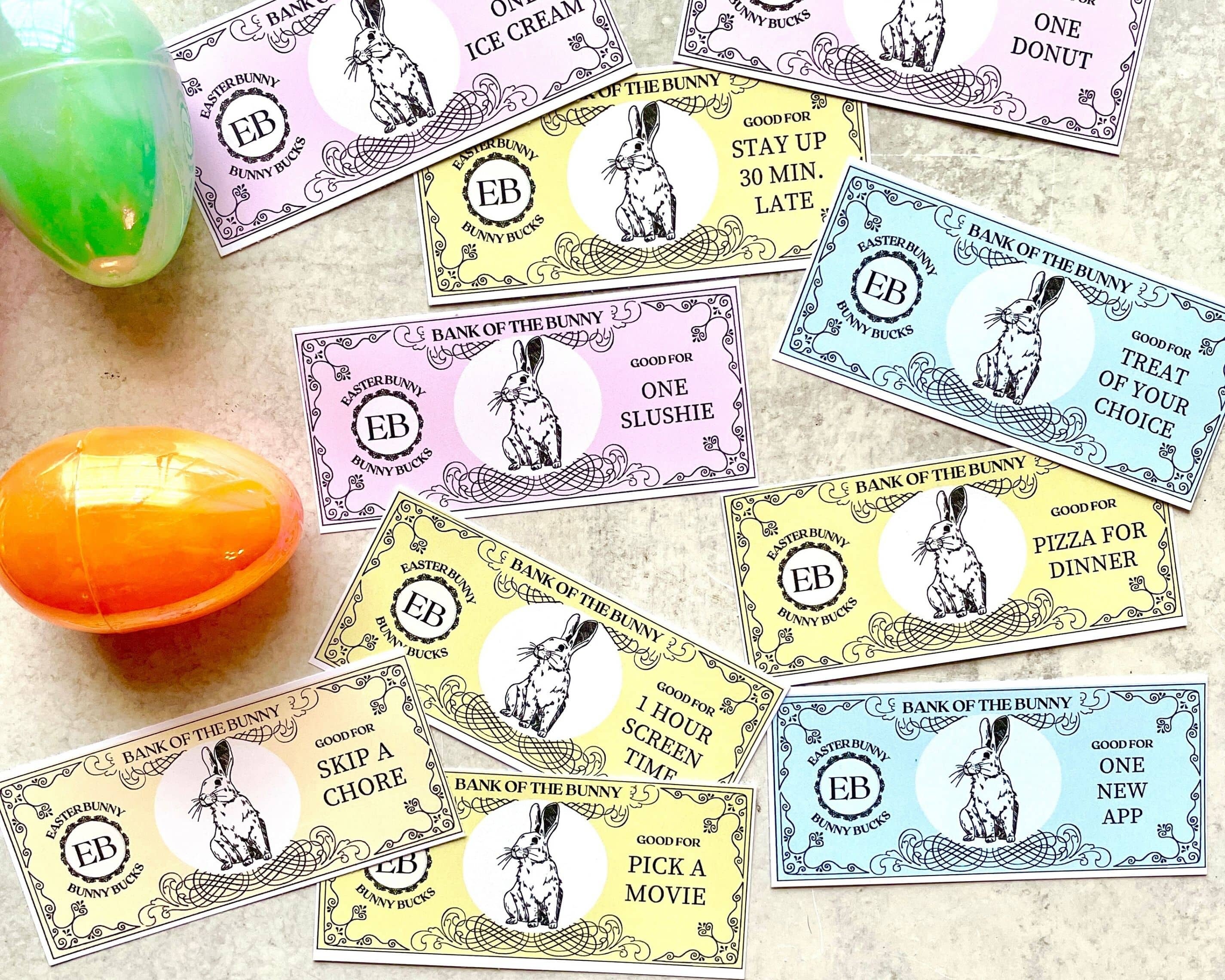 Easter Bunny Money 20 Easter Coupons for Egg Fillers Printable Bunny ...
