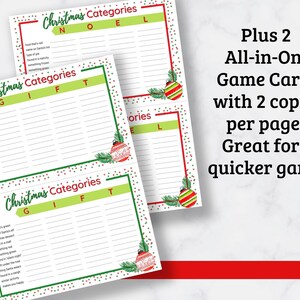 Printable Christmas Scattergories Game Cards - Printable Christmas ...