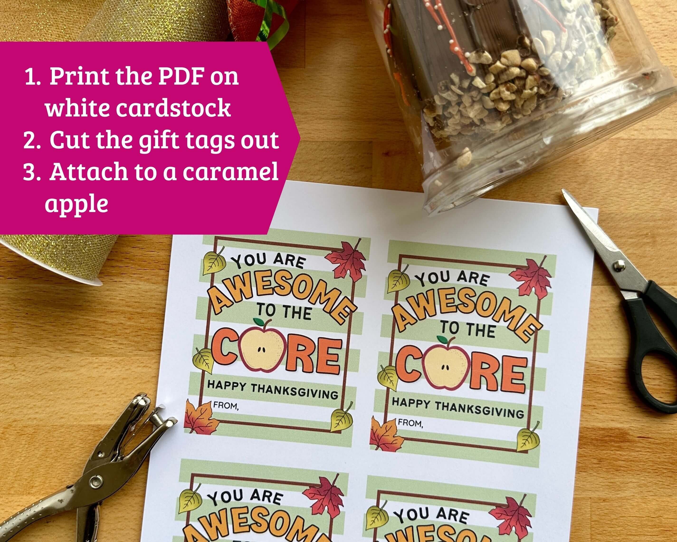 Caramel Apple Gift Tags Printable - Thanksgiving Gift Tags for Teachers ...