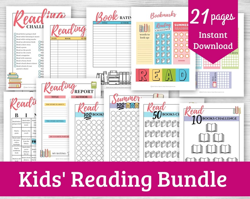 Printable Reading Challenges for Kids - 21 Page PDF File - Reading ...