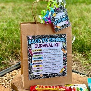 Teacher Survival Kit Printable Gift Tag - Back to School Gift Ideas for ...