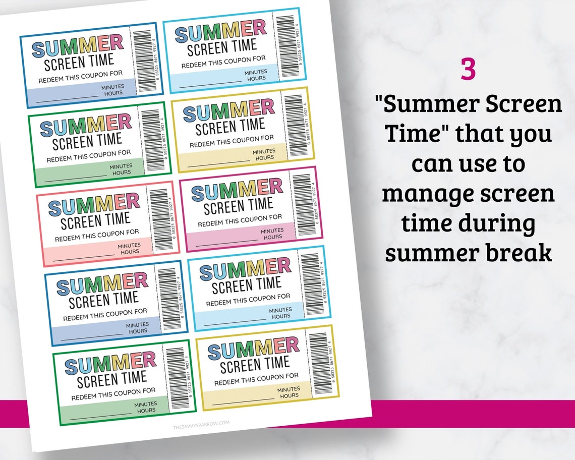 Screen Time Coupons Printable Screen Time Rewards for Kids - Etsy
