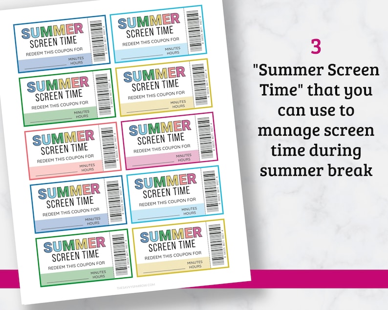 Screen Time Coupons - Printable Screen Time Rewards for Kids PDF - 3 ...