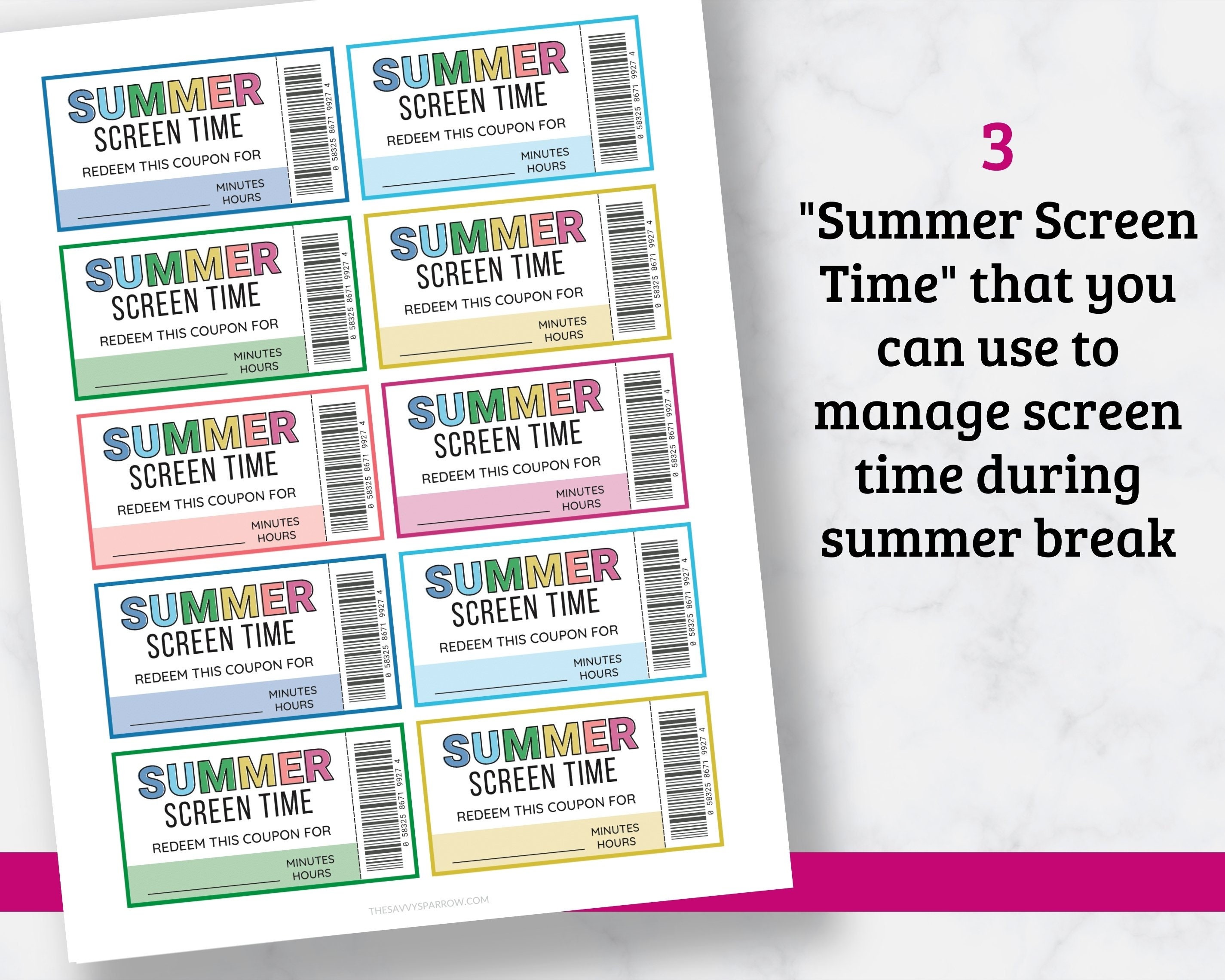 Screen Time Coupons - Printable Screen Time Rewards for Kids PDF - 3 ...